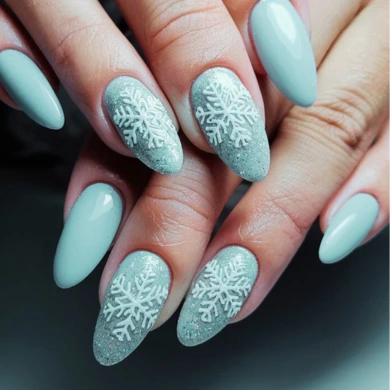 20 Frosty Snowflake Nail Art Designs for Winter Days